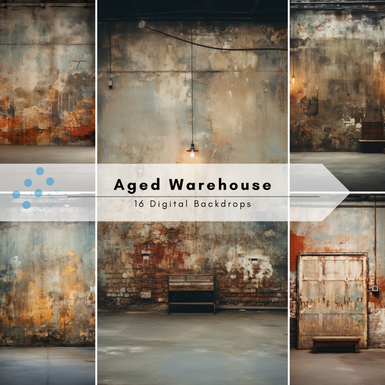 Grunge Wall Digital Backdrops | Aged Warehouse Backgrounds